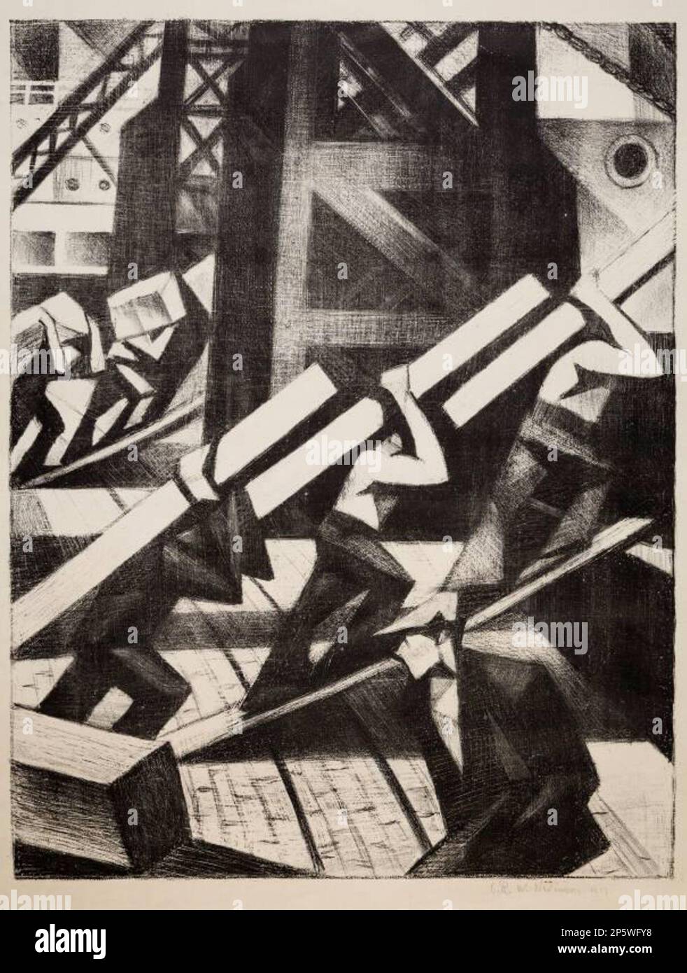Loading the Ship, Christopher Richard Wynne Nevinson (London, England ...