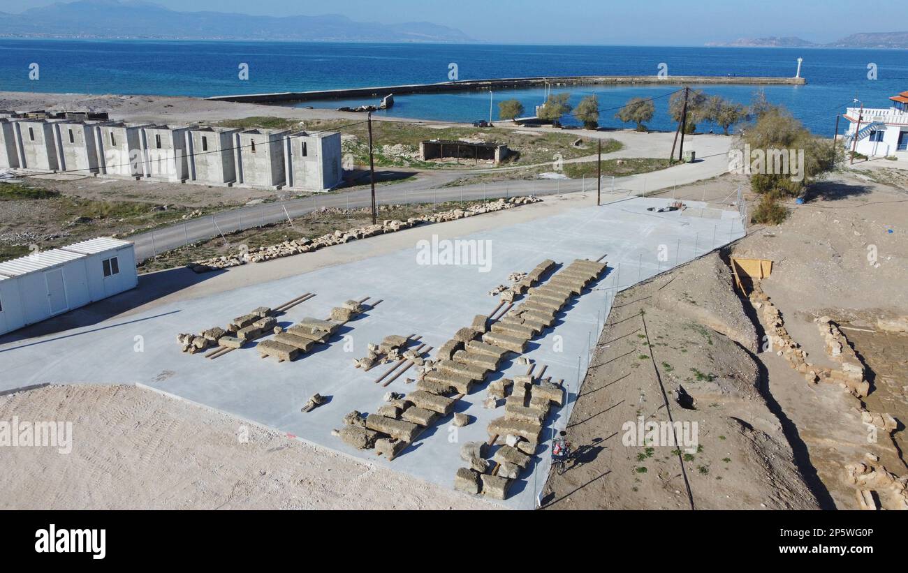 The ancient Diolkos trackway by the Corinth Canal, Greece, used for ...