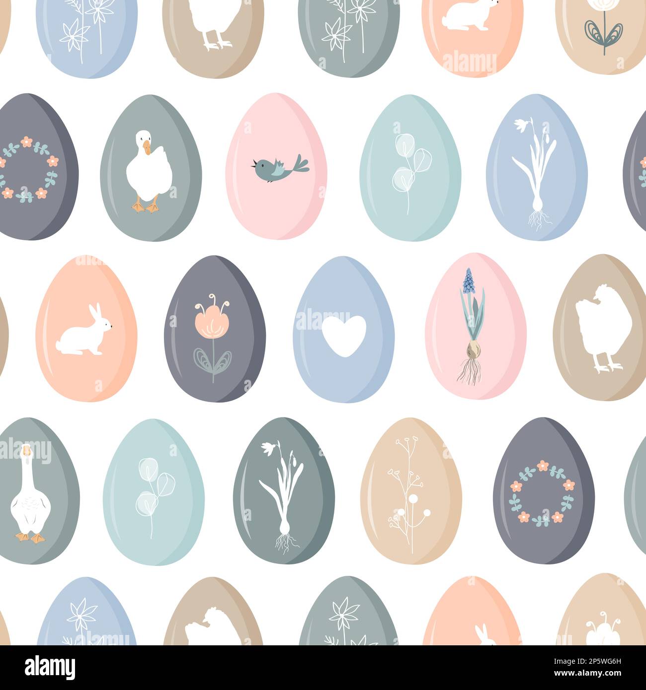 Cute Easter eggs seamless pattern. Spring pastel background, doodle ...