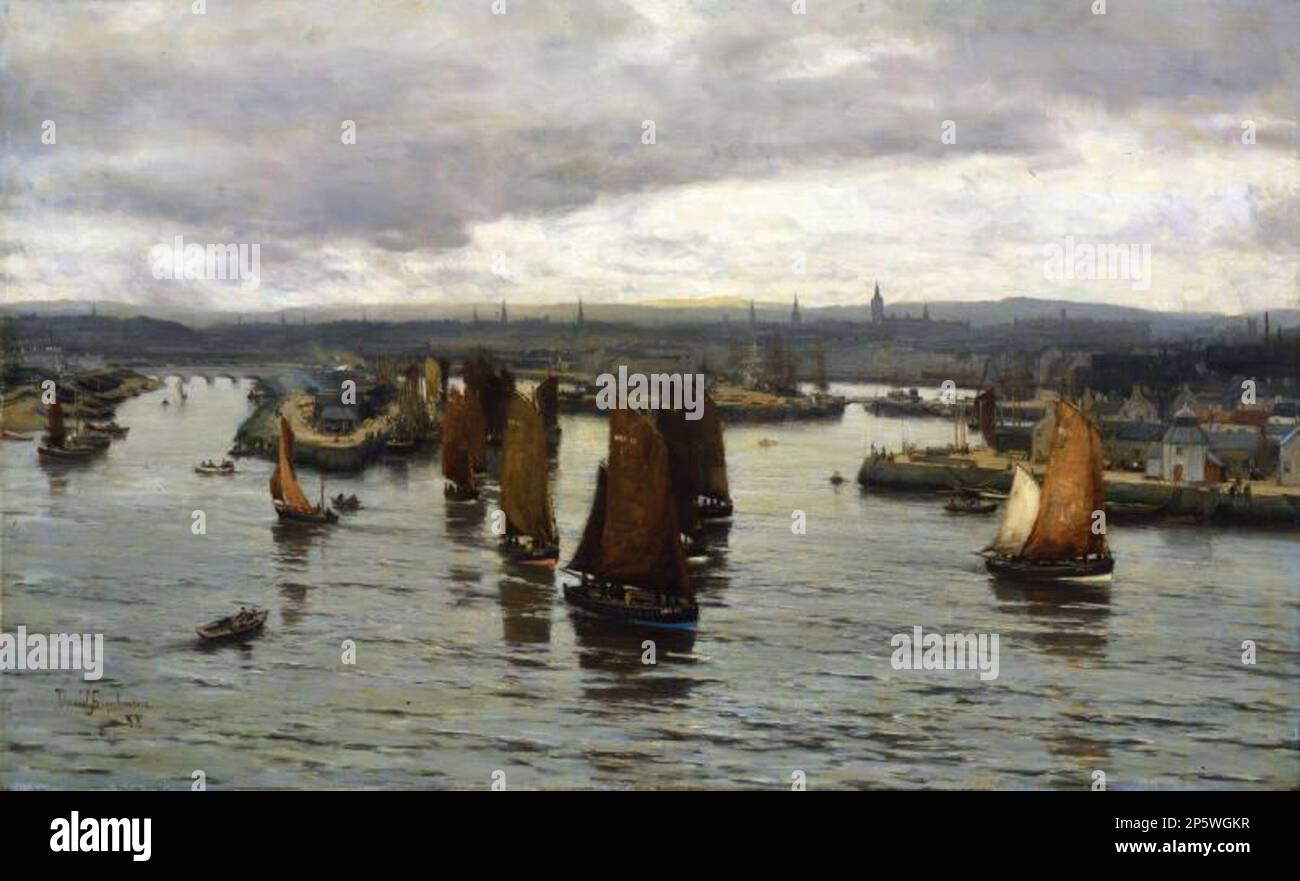 The Herring Fleet Leaving the Dee, Aberdeen, David Farquharson ...