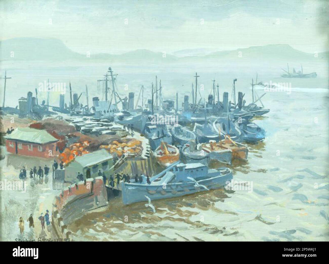 The Boat Pool, Oban - A Wet Day, Stephen Bone (Chiswick, London ...