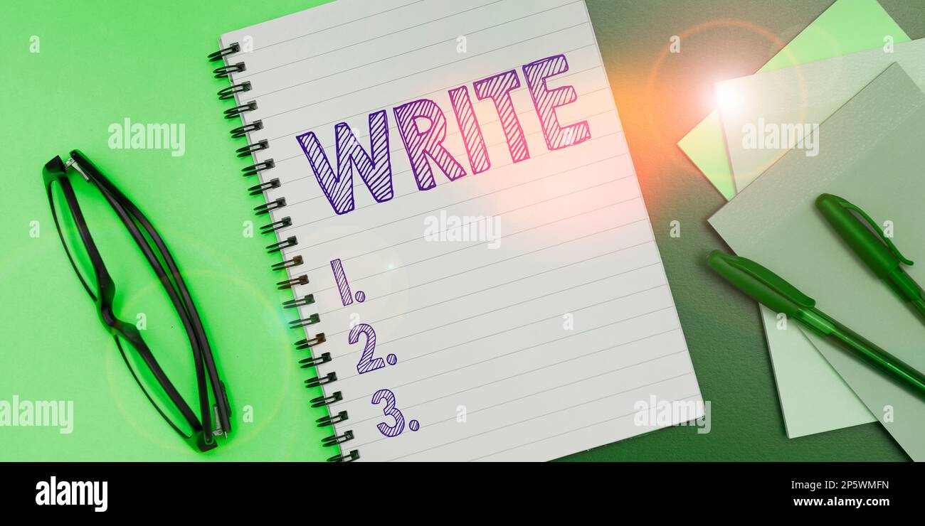 Sign displaying Write. Business idea mark letters words or symbols on ...