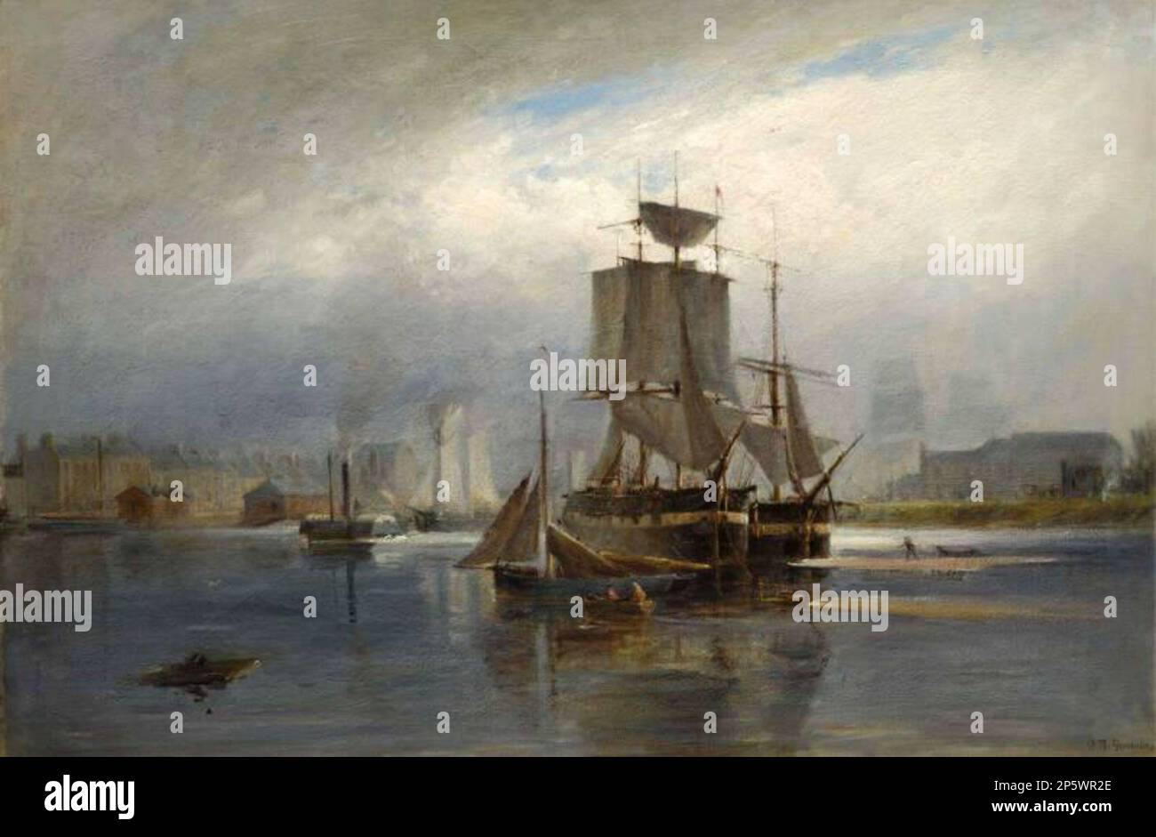 Entrance to Aberdeen Harbour - the Upper Dock, George Russell Gowans ...