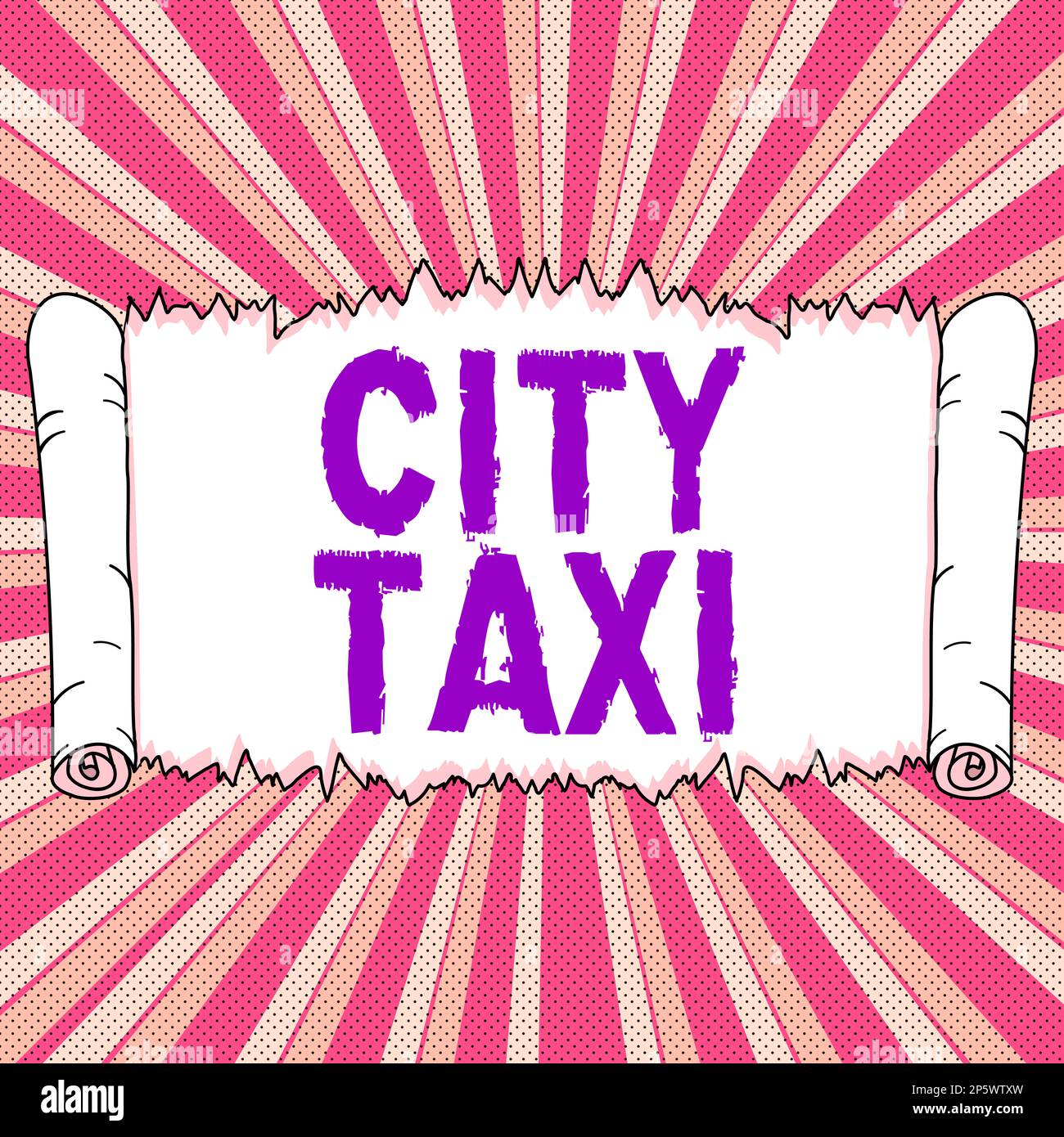 Sign displaying City Taxi. Word Written on type of vehicle for hire ...