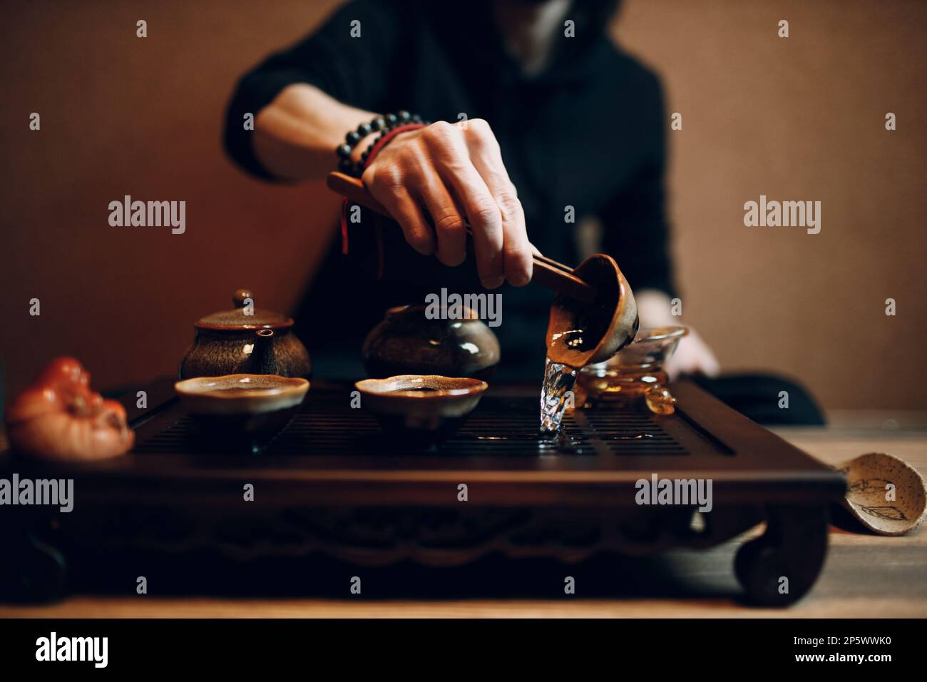 Chinese traditional puerh tea ceremony. Shepherd, chahay and gaiwan ...