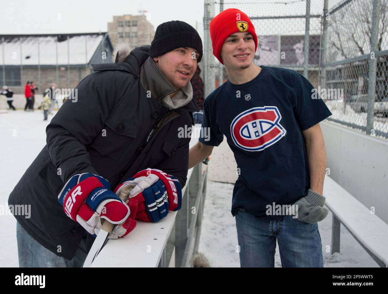 Montreal Canadiens defenseman Josh Gorges, left, poses for a photograph ...
