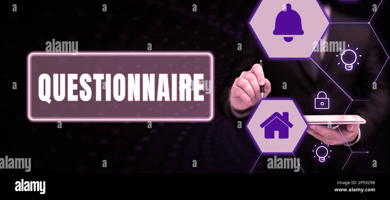 Conceptual caption Questionnaire. Business overview Set of enquires ...