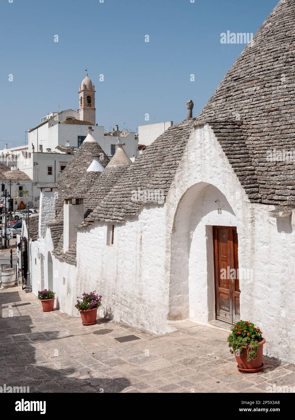 The Italian Trulli houses located in Alberobello, Puglia Region expose the traditional, medieval ...