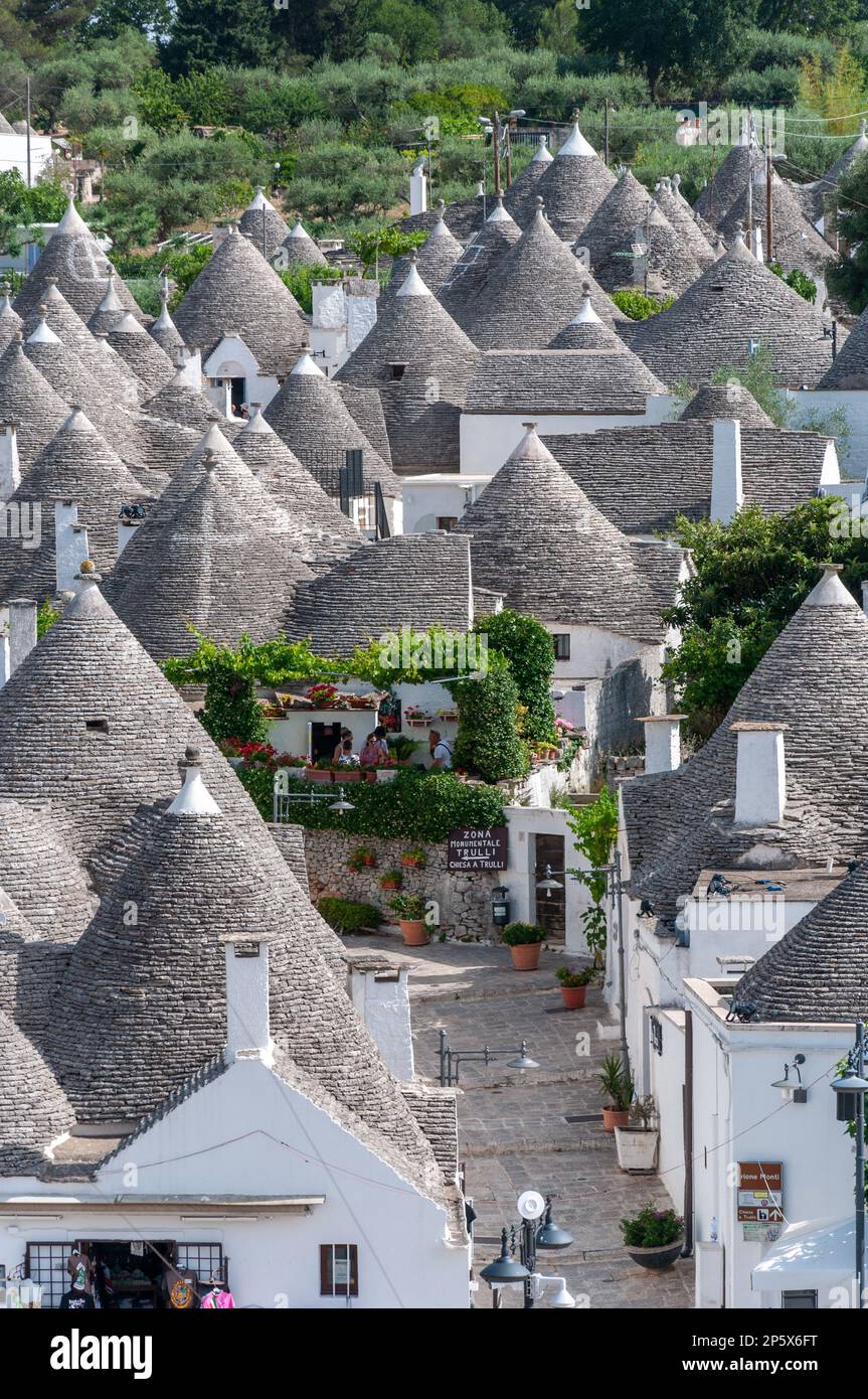 The Italian Trulli houses located in Alberobello, Puglia Region expose ...