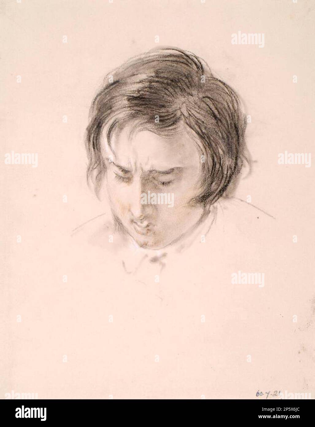 Head of a Young Man Glancing Down - Study for The Battle of Waterloo ...