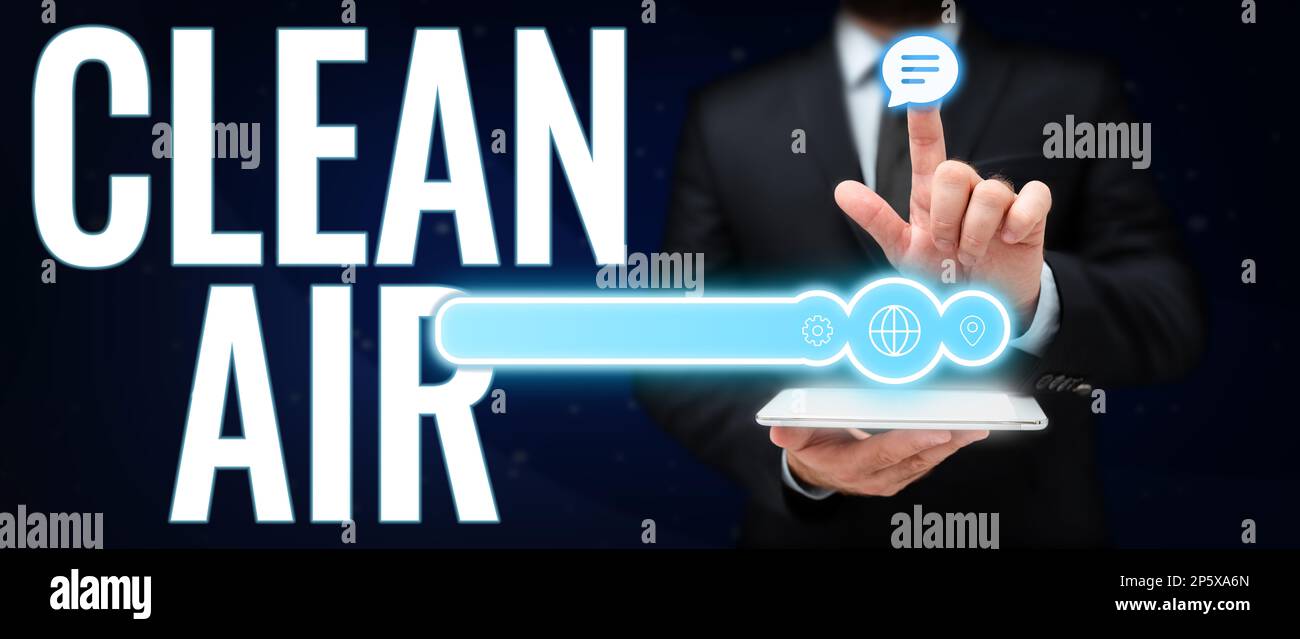 Text sign showing Clean Air. Conceptual photo air that has no harmful ...