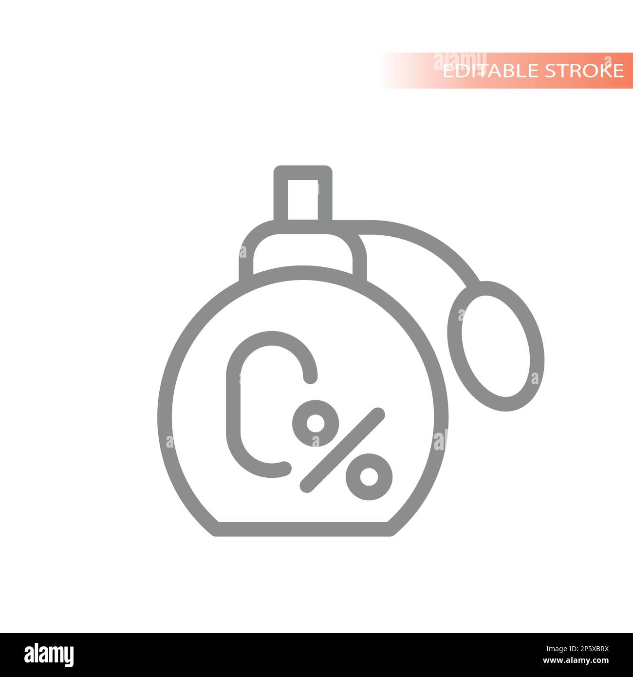 0 % alcohol free in perfume line vector icon. Zero percent outline ...