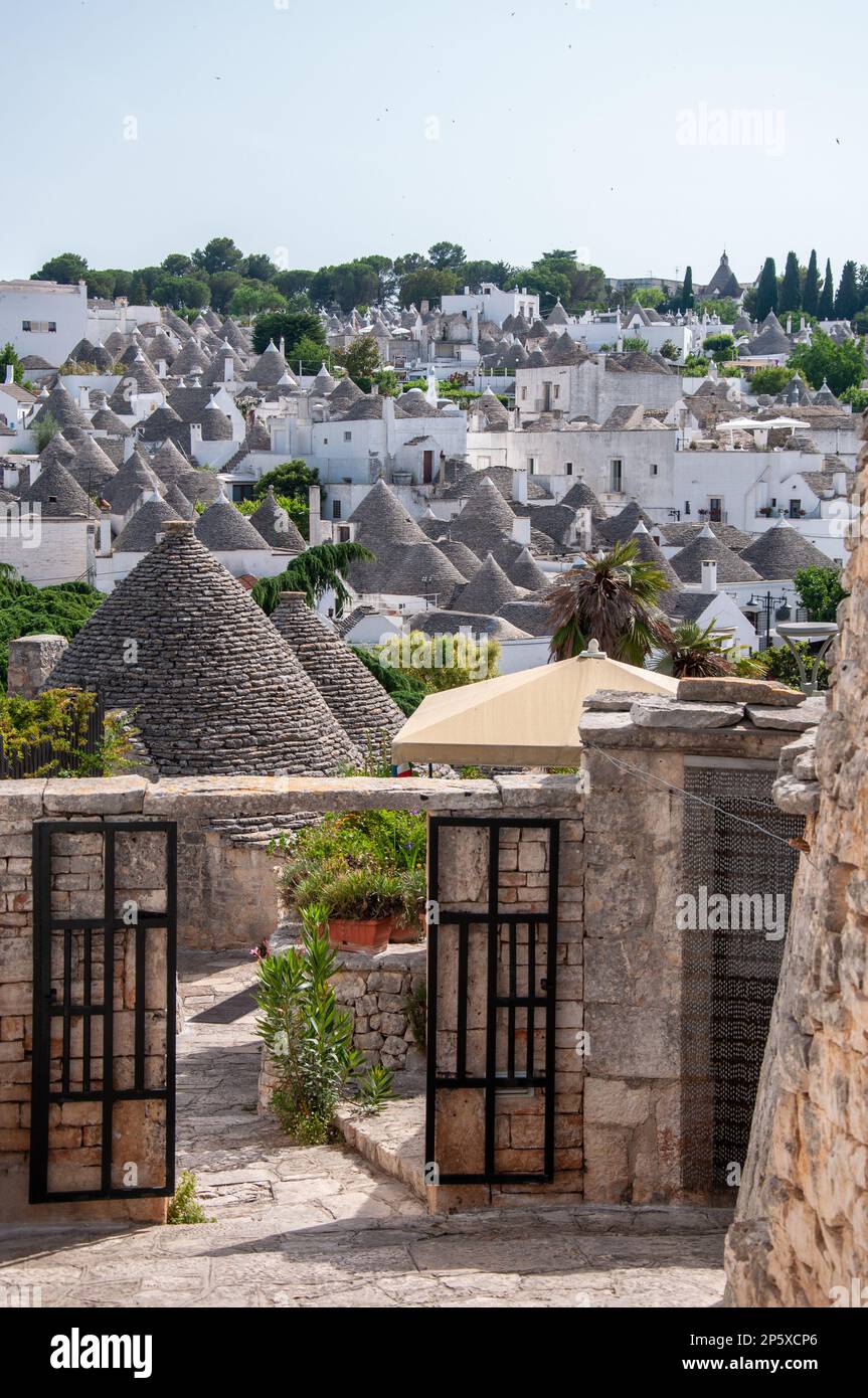 The Italian Trulli houses located in Alberobello, Puglia Region expose ...