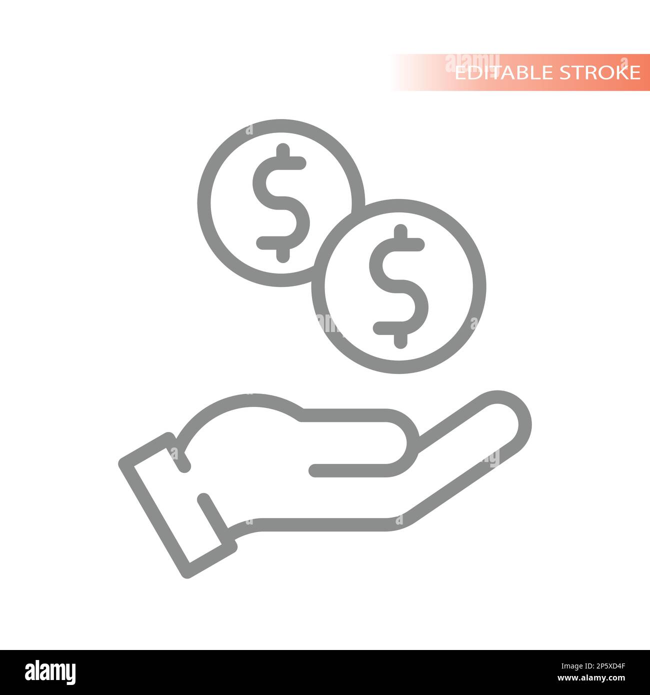 Money dollar coin and hand icon. Simple line vector symbol Stock Vector ...