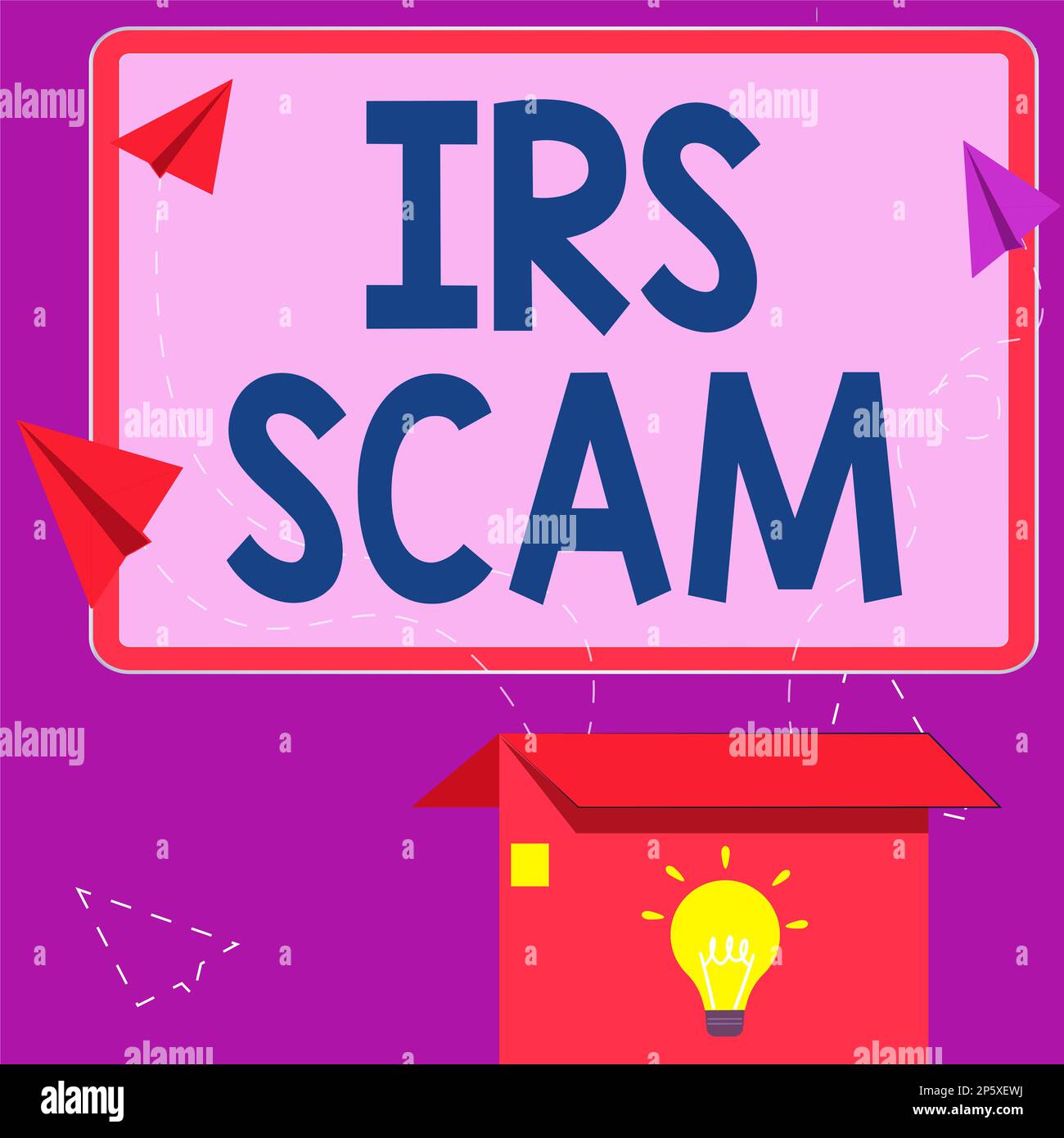Text caption presenting Irs Scam. Business approach targeted taxpayers ...