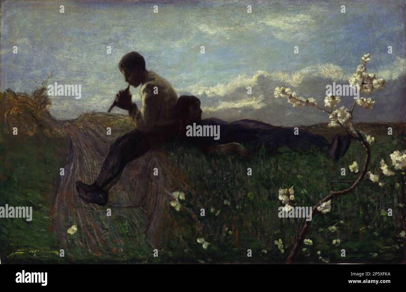 An Idyll, Giovanni Segantini (Arco, Italy, 1858 - 1899) 1882-1883 Stock ...