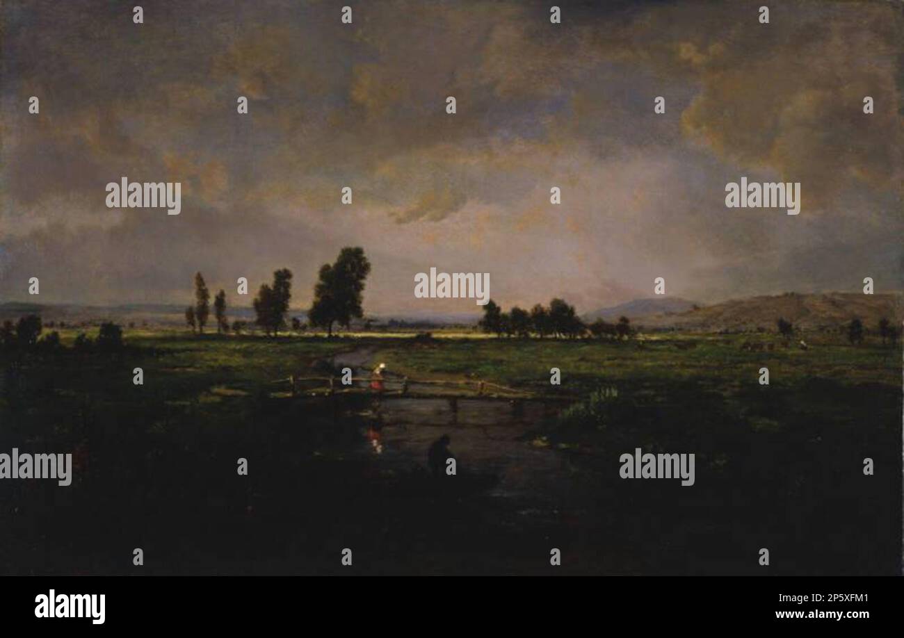 Un Marais dans Les Landes. A Marsh in Les Landes, Theodore Rousseau ...