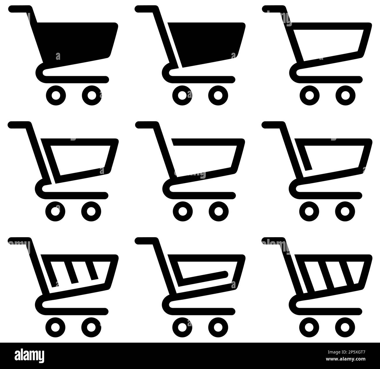Shopping cart vector icon set, collection of market symbols isolated on ...