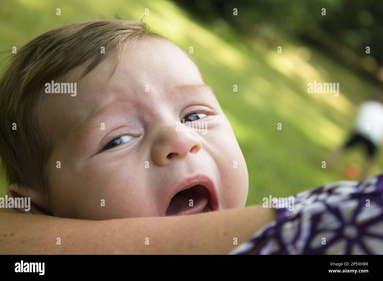 Two month old baby about to start crying. No happy expression Stock ...