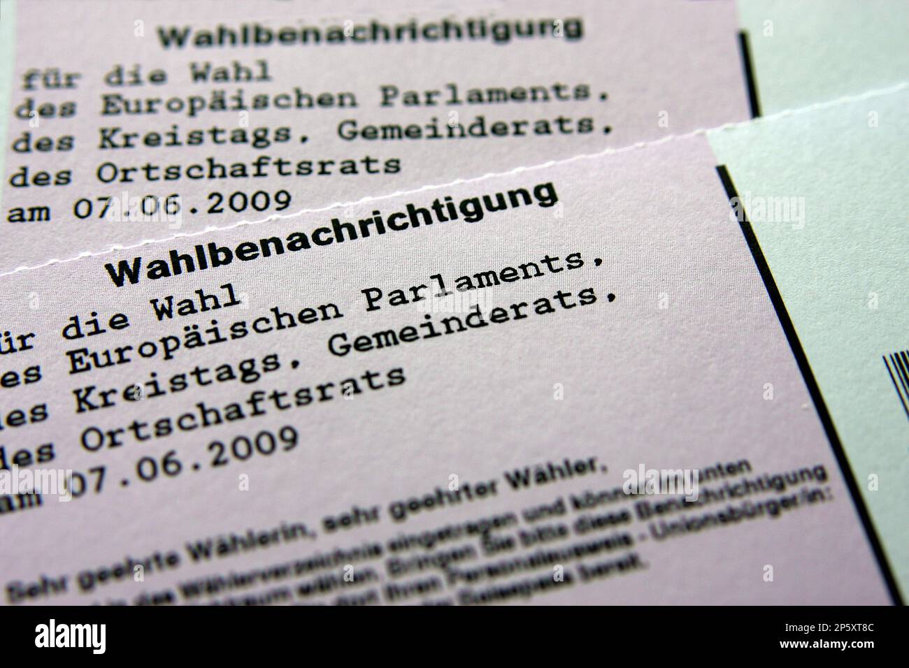 polling card for European election 2009 Stock Photo - Alamy