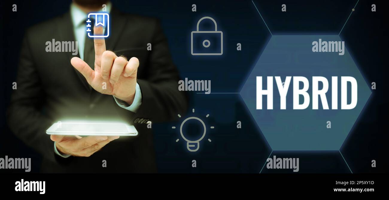 Text sign showing Hybrid. Business concept offspring of two plants or ...