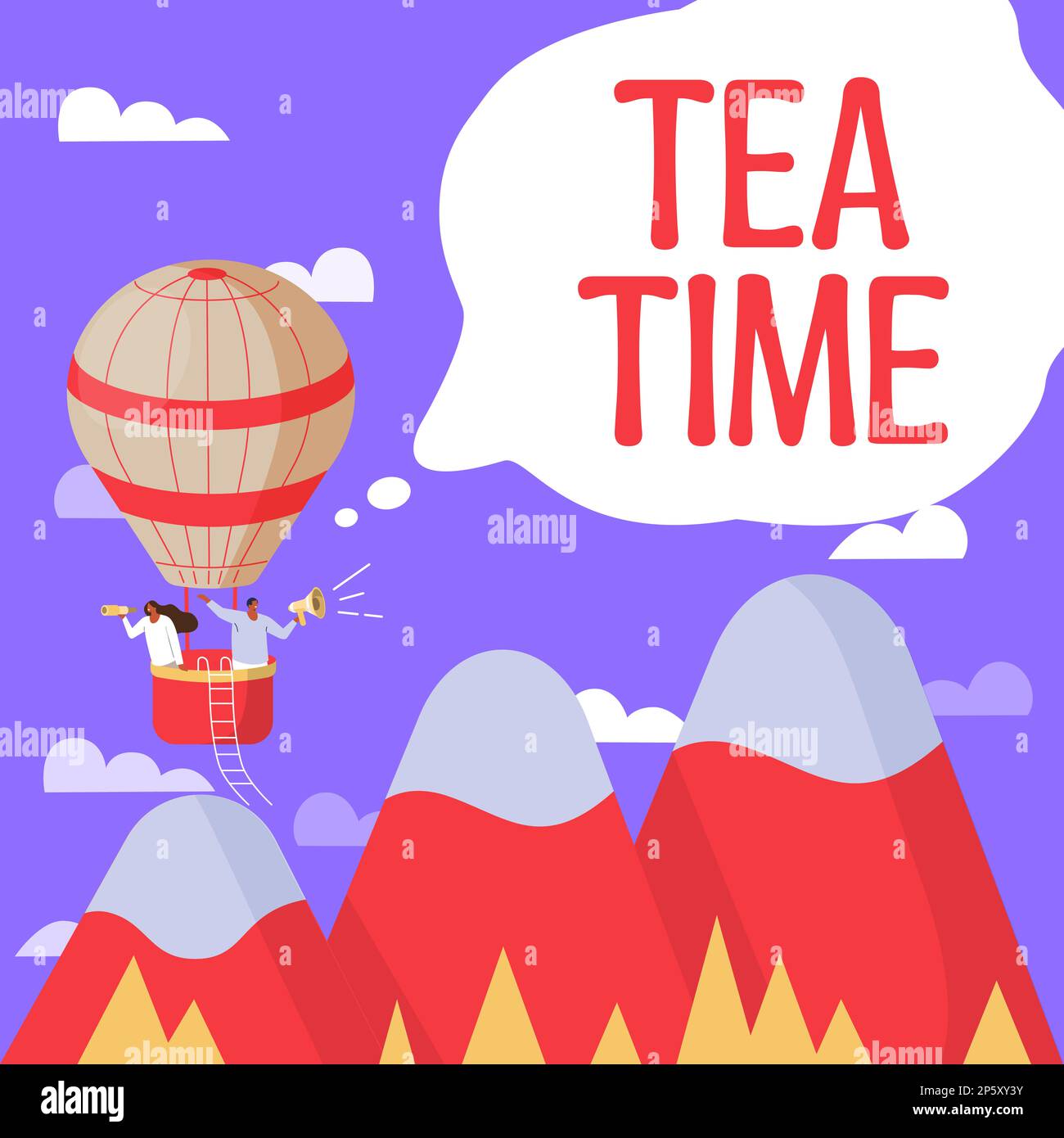 Text caption presenting Tea Time. Word Written on the time in the ...