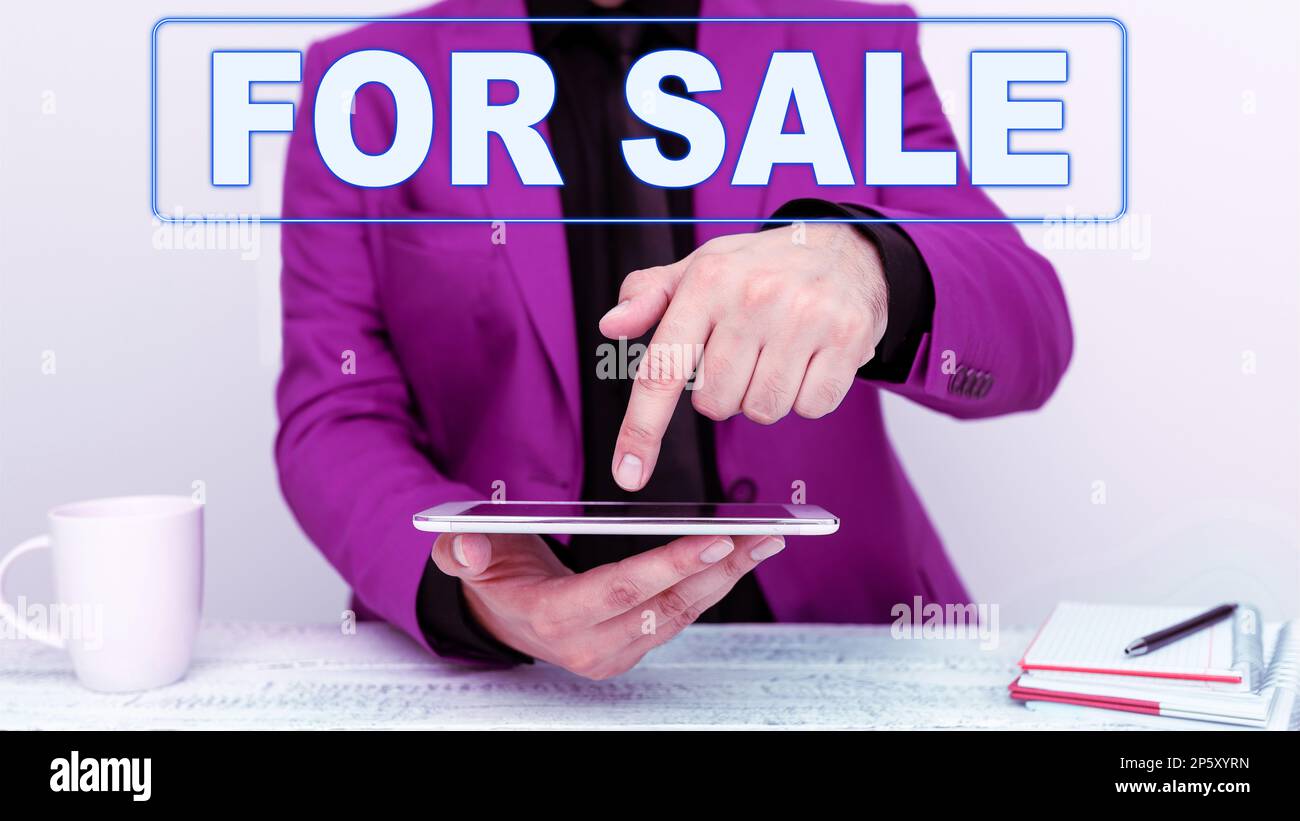 Sign displaying For Sale. Concept meaning putting property house ...