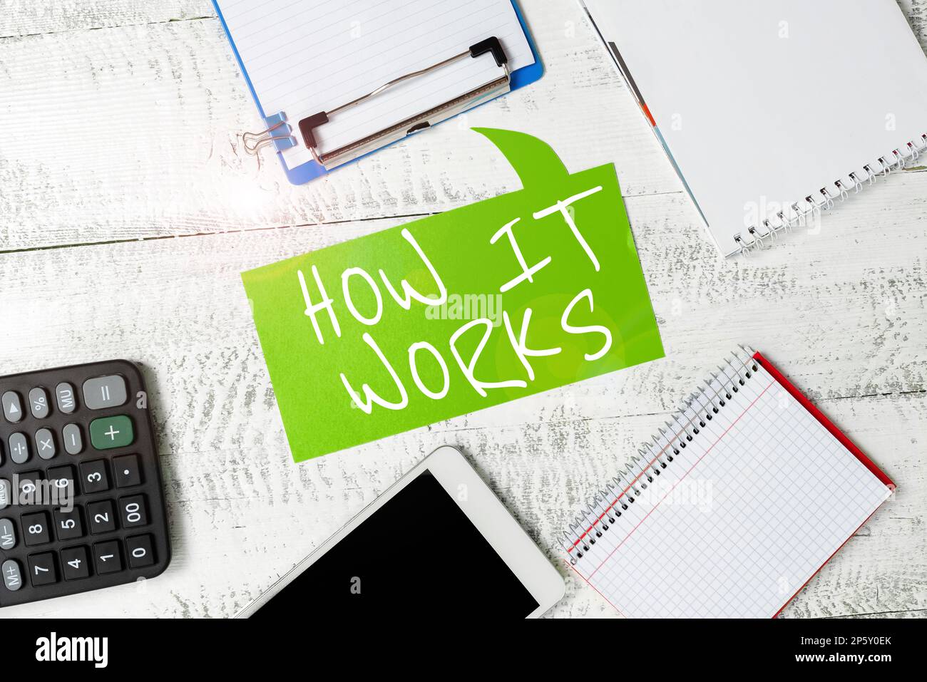 Sign displaying How It Works. Conceptual photo Used to asked about on ...