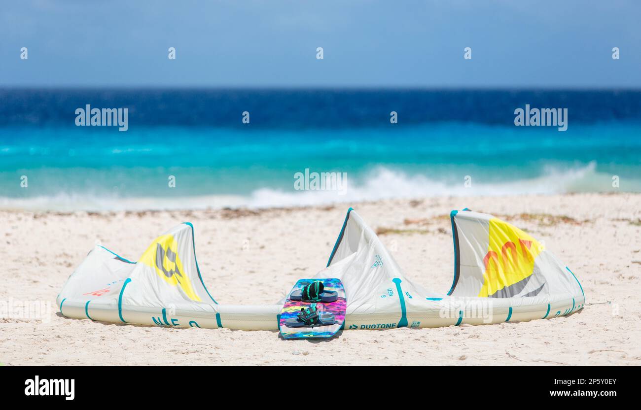A kite surfing setup on a beach shoreline Stock Photo - Alamy