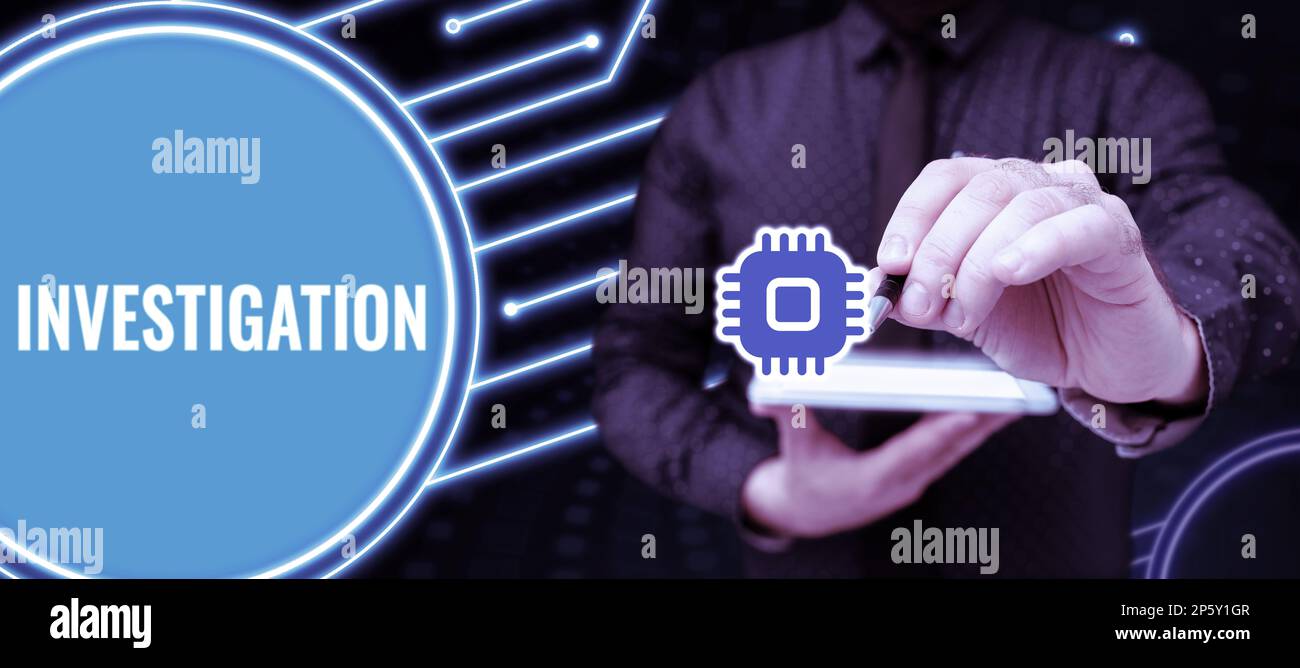 Text showing inspiration Investigation. Word for Formal inquiry or ...