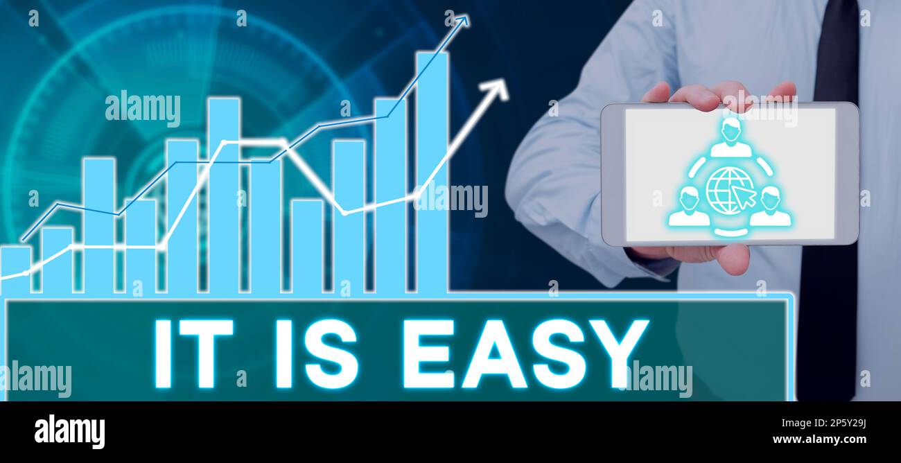 Hand writing sign It Is Easy. Internet Concept clear simple not ...