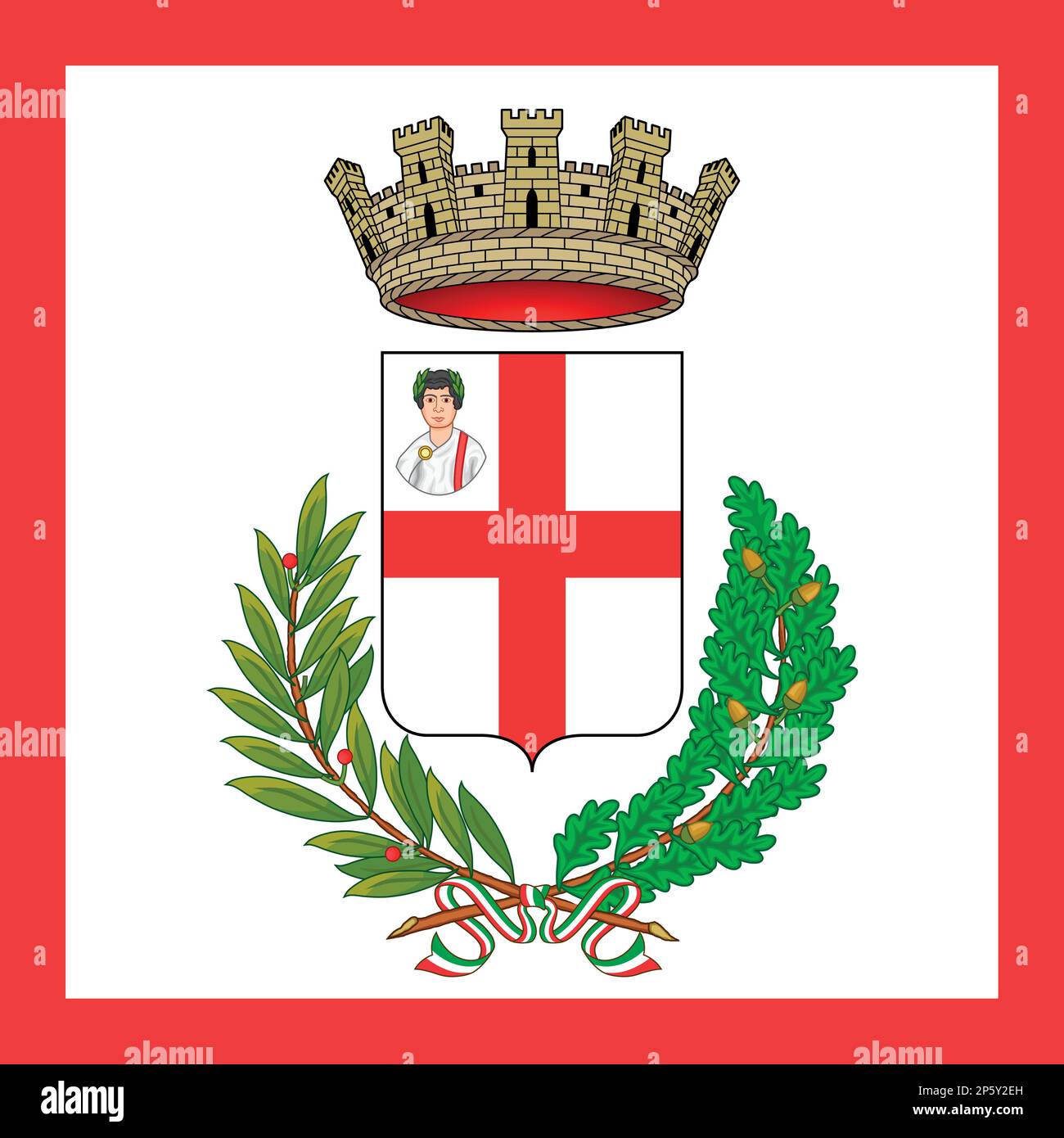 Mantova, italian city of Lombardy, coat of arms on the flag, vector ...