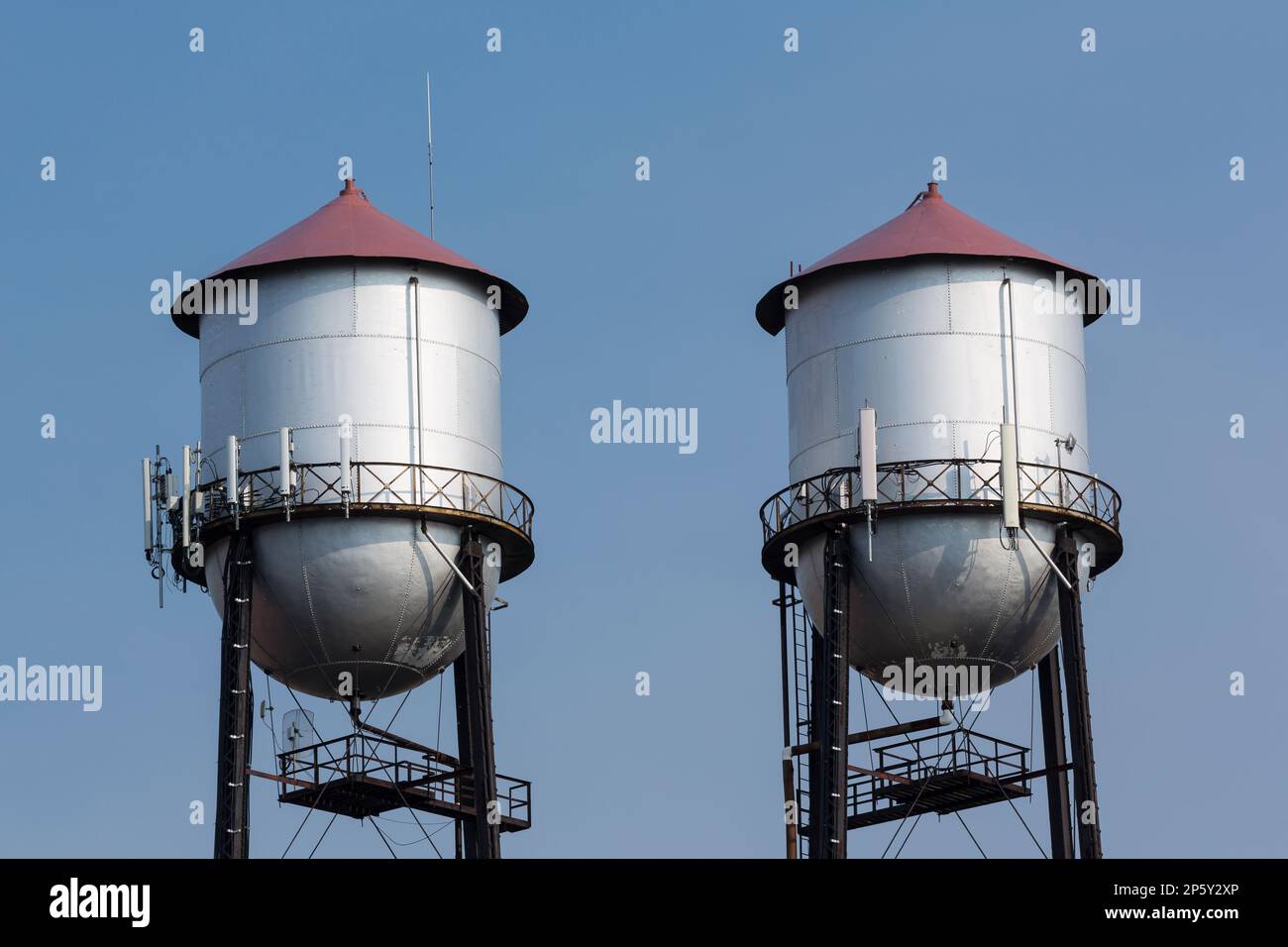 A pair of old water towers Stock Photo - Alamy