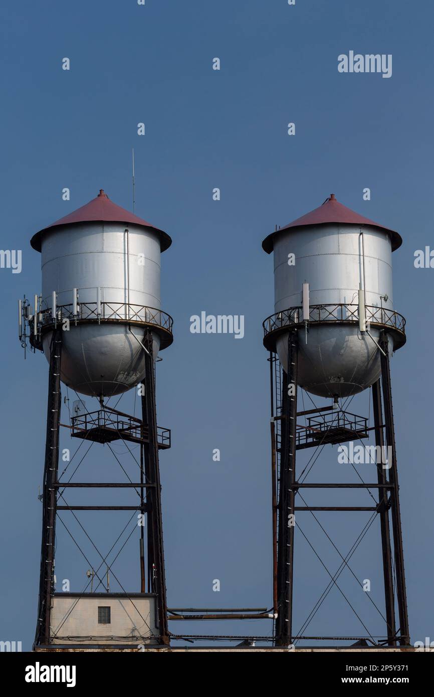 A pair of old water towers Stock Photo - Alamy