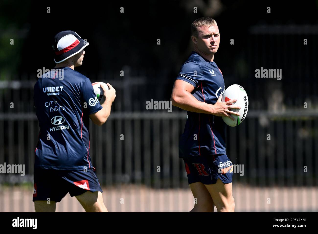 Sam Walker (left) and Jake Turpin during Sydney Roosters NRL training ...