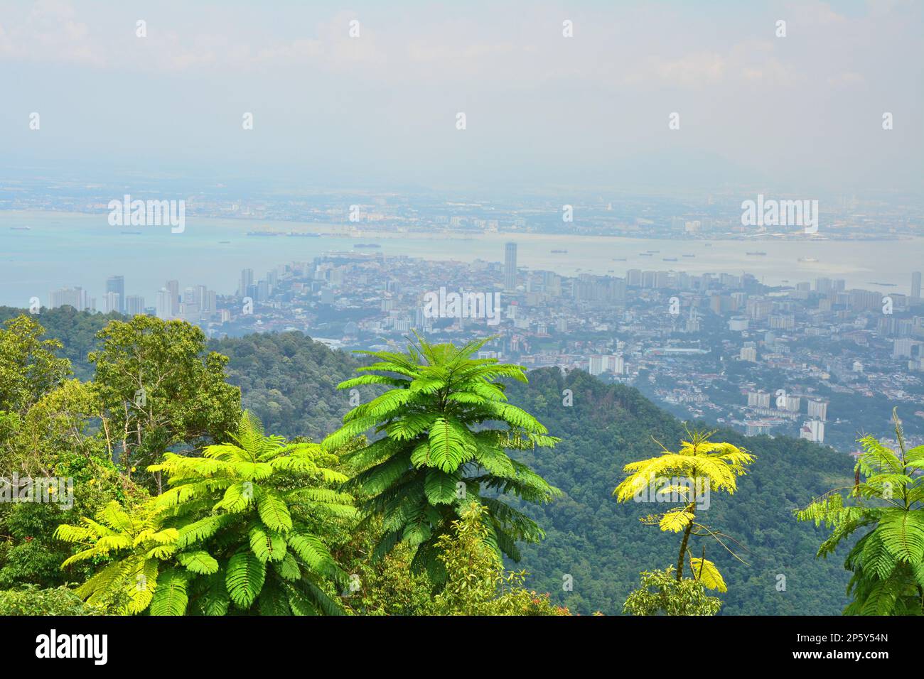View from Penang hill on George Town city. Penang island, Malaysia ...