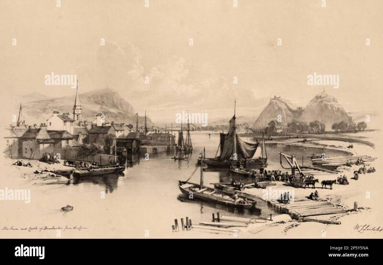 Scotland Delineated - The Town and Castle of Dumbarton from the Leven ...