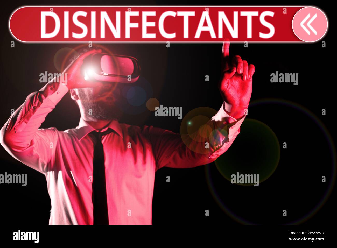 Conceptual display Disinfectants. Business concept chemical that ...