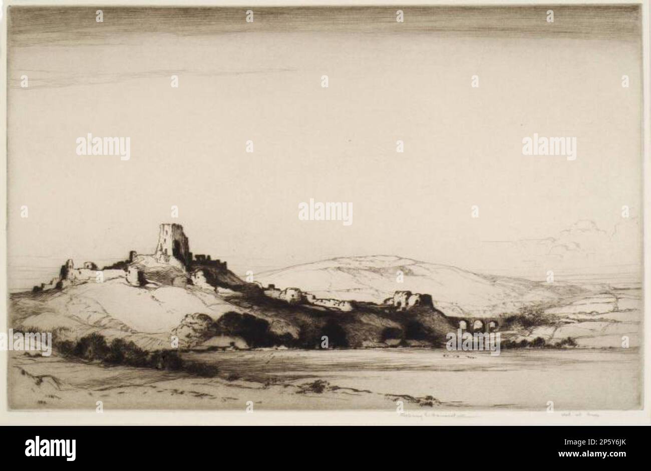 Corfe Castle, Albany E. Howarth (Durham, England, 1872 - 1936 Stock ...
