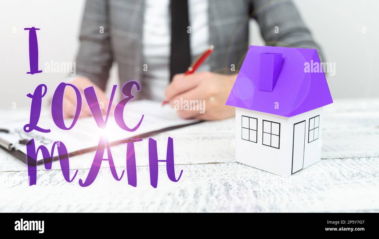 Handwriting text I Love Math. Concept meaning To like a lot doing ...