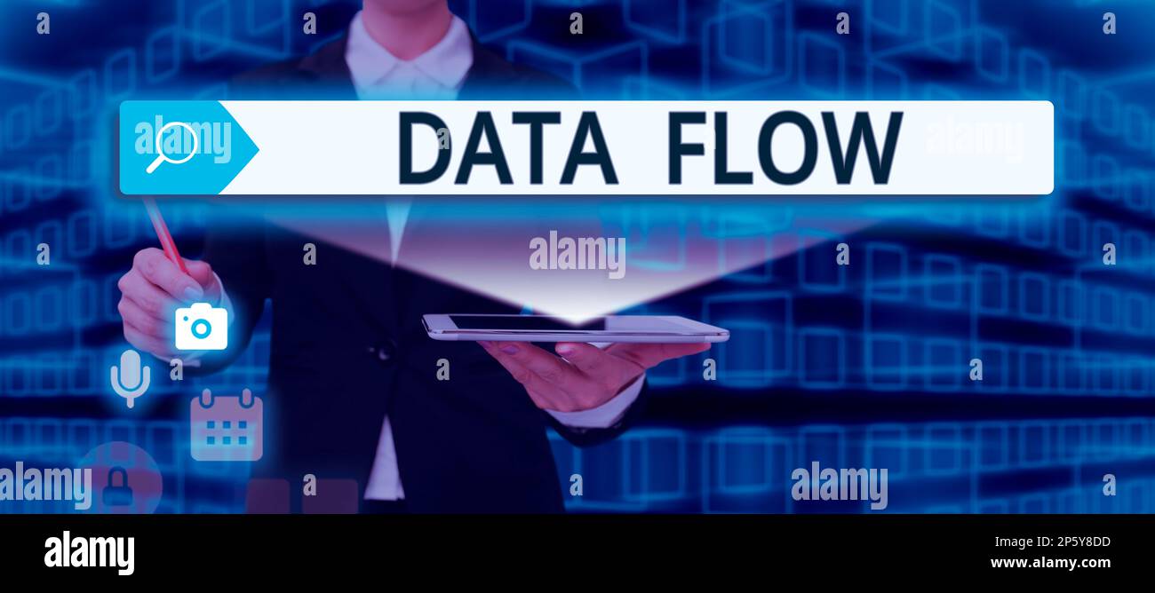 Text sign showing Data Flow. Concept meaning the movement of data ...