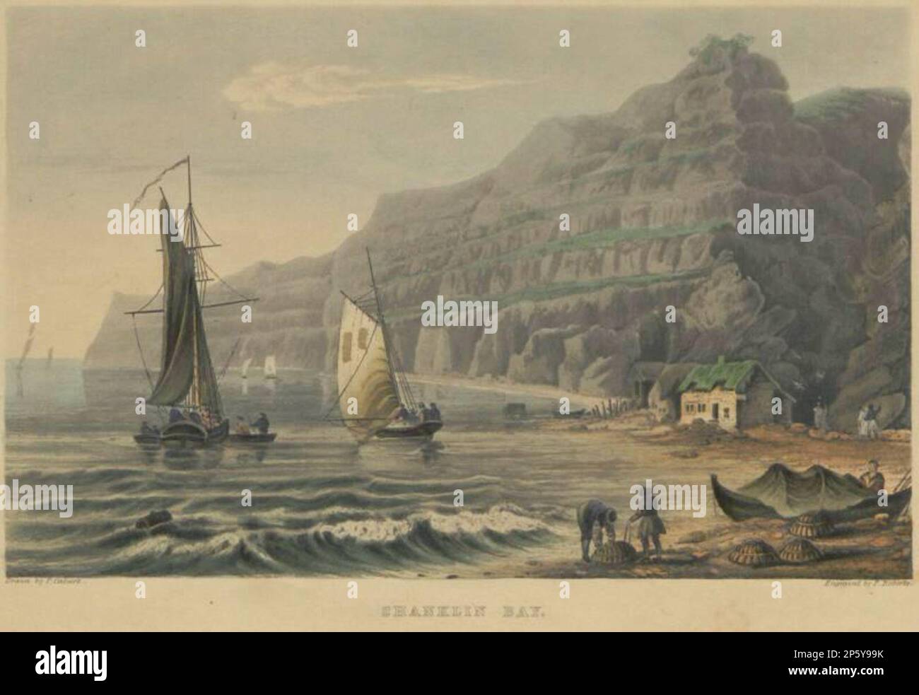 Shanklin Bay, Piercy Roberts (London, England, 1774 - 1863 Stock Photo ...