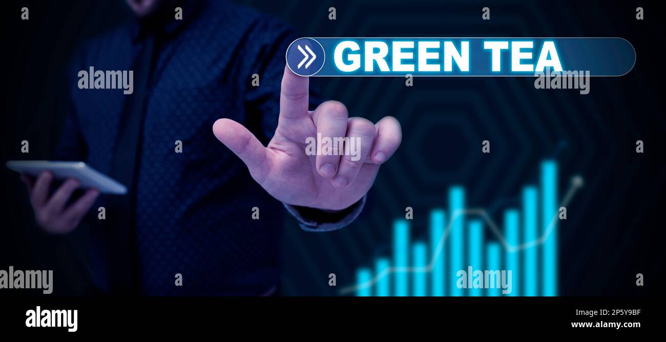 Sign displaying Green Tea. Internet Concept type of tea that is made ...