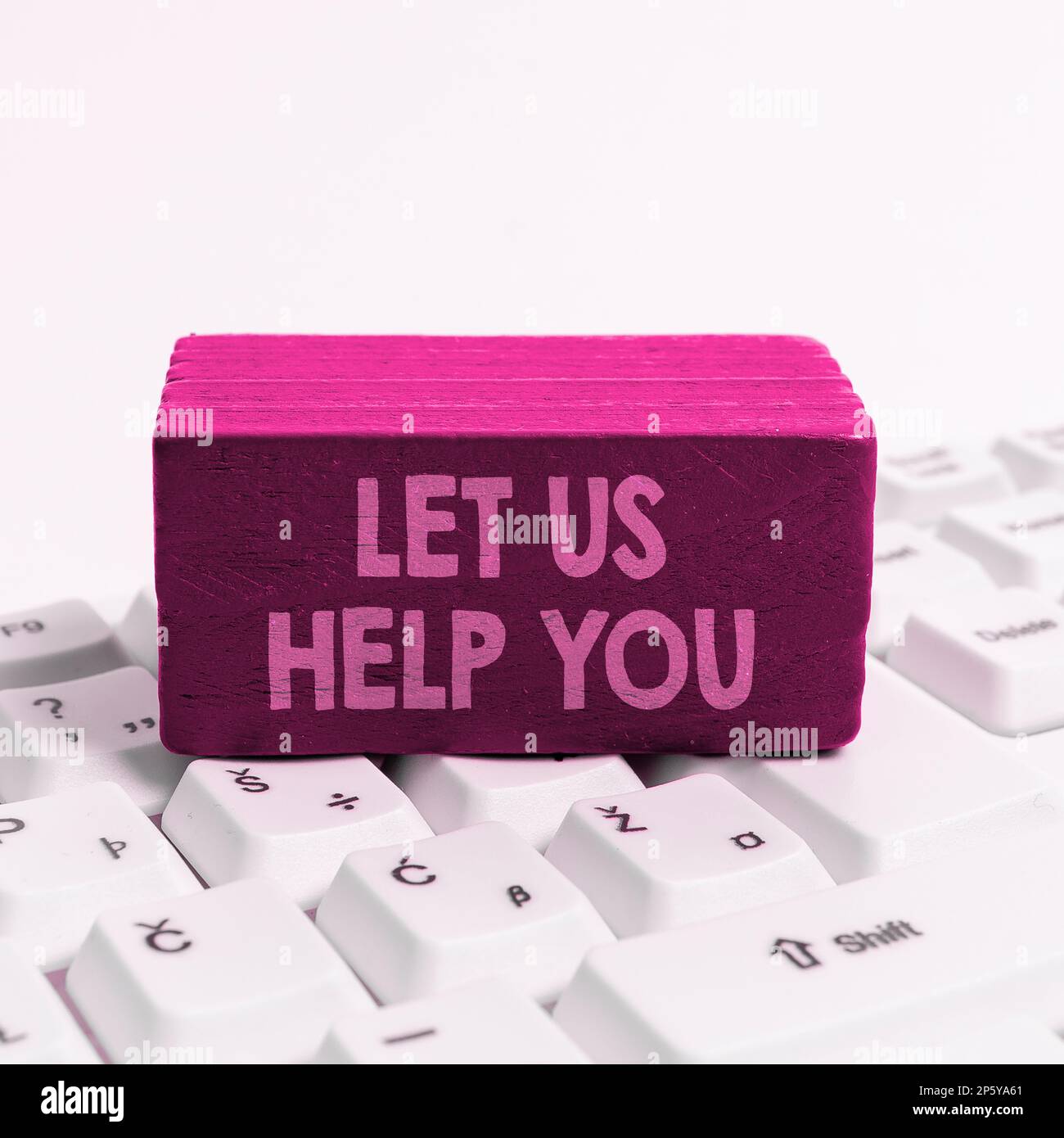 Inspiration showing sign Let Us Help You. Business approach Offering a ...