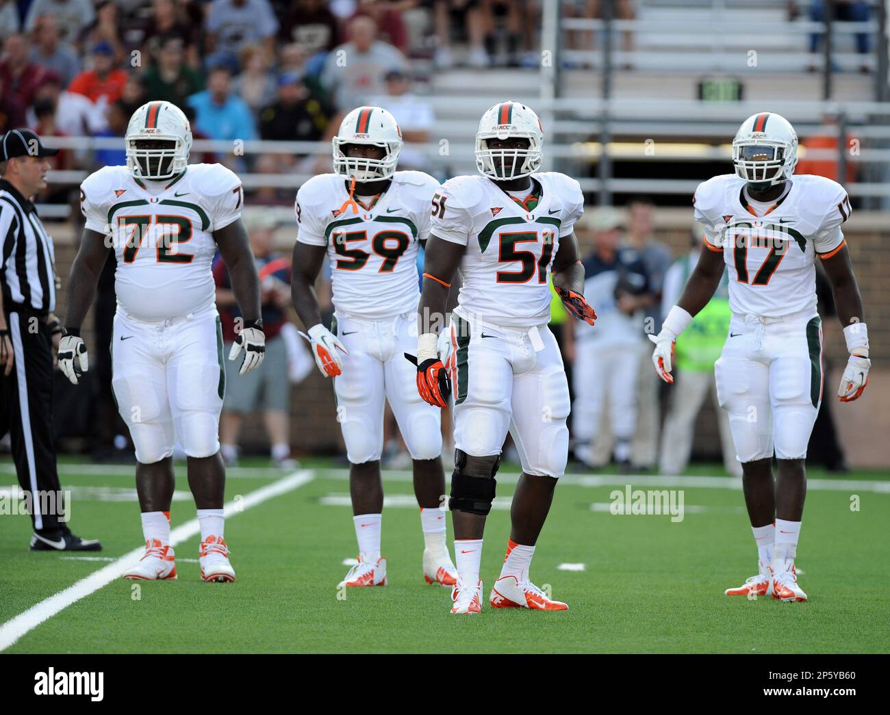 University Of Miami Hurricanes Defensive Line Earl Moore 72 Jimmy Gaines 59 Shayon Green