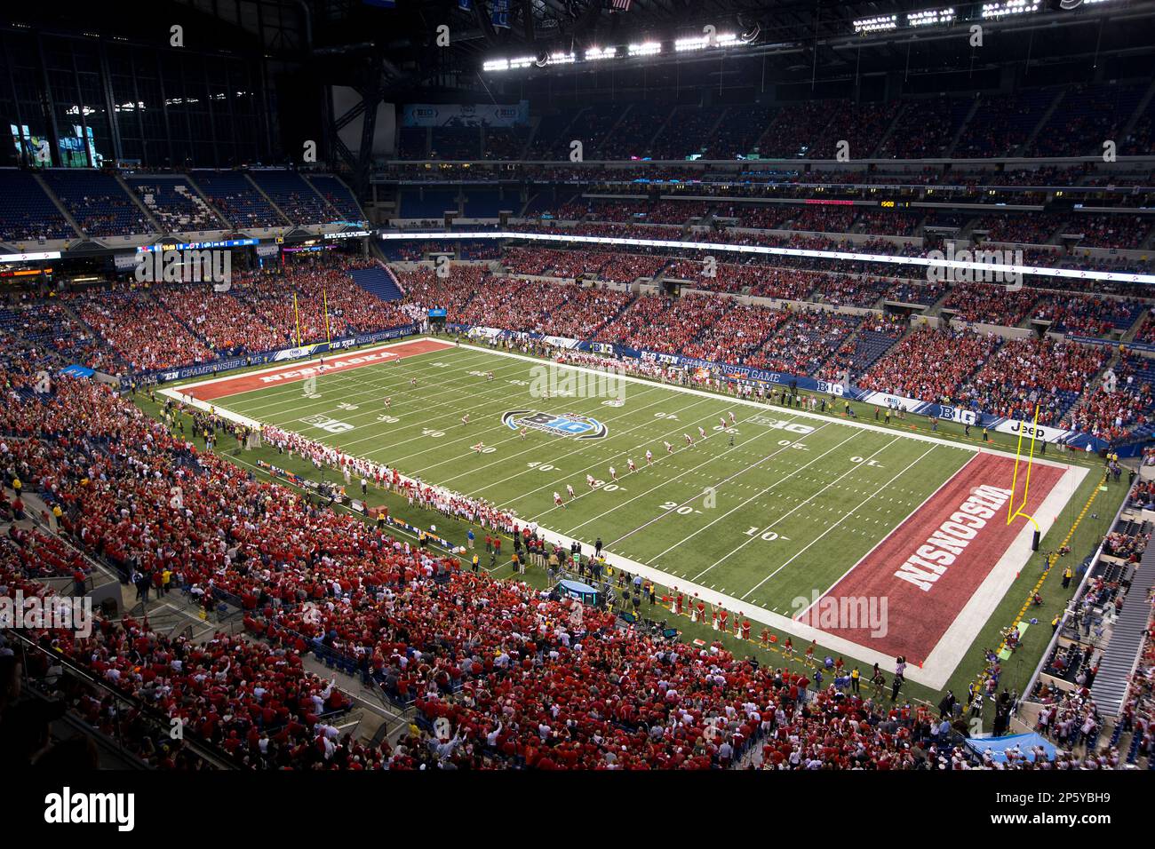 A general view of Lucas Oil Stadium during the opening kickoff of the ...