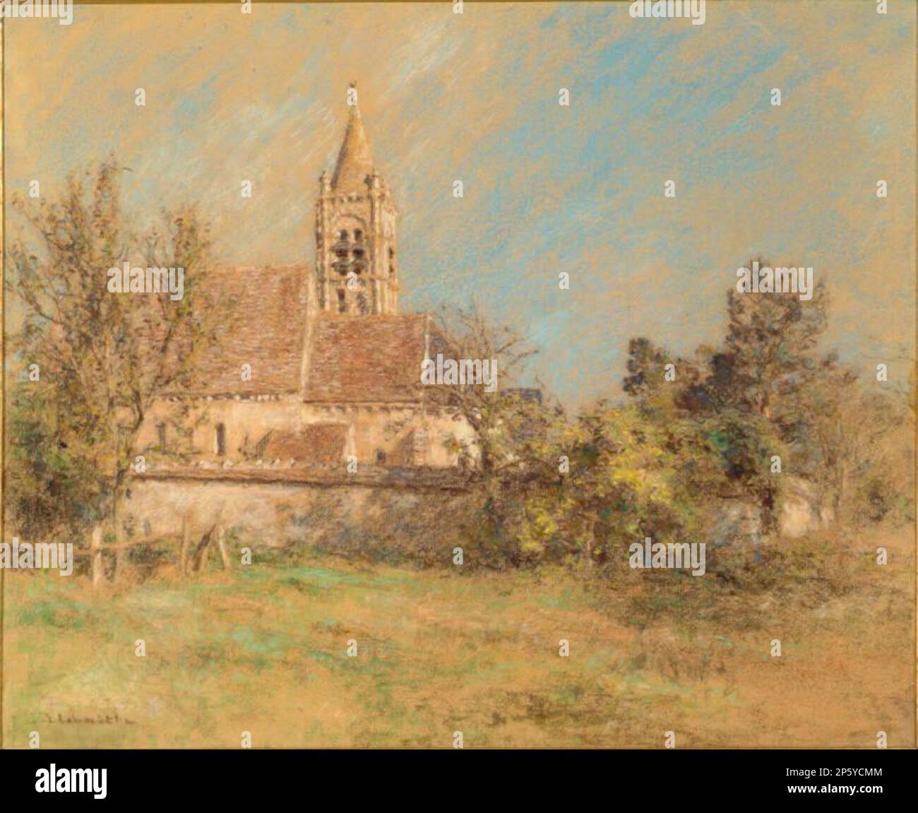 Landscape with Church, Léon Augustin Lhermitte (Mont-Saint-Père, France ...