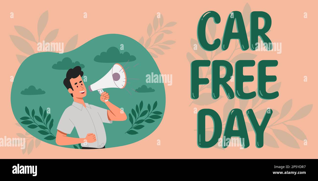Conceptual caption Car Free Day. Business overview Environment ...