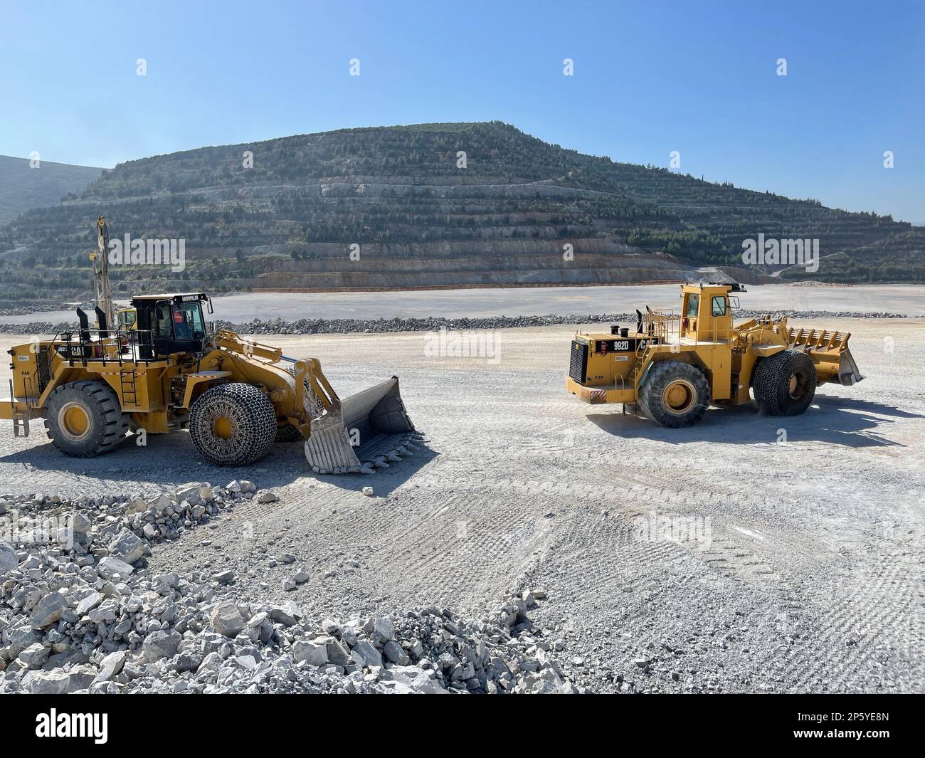 Huge Wheel Loader Loading Limestone The Dumpers, Limestone Quarry ...