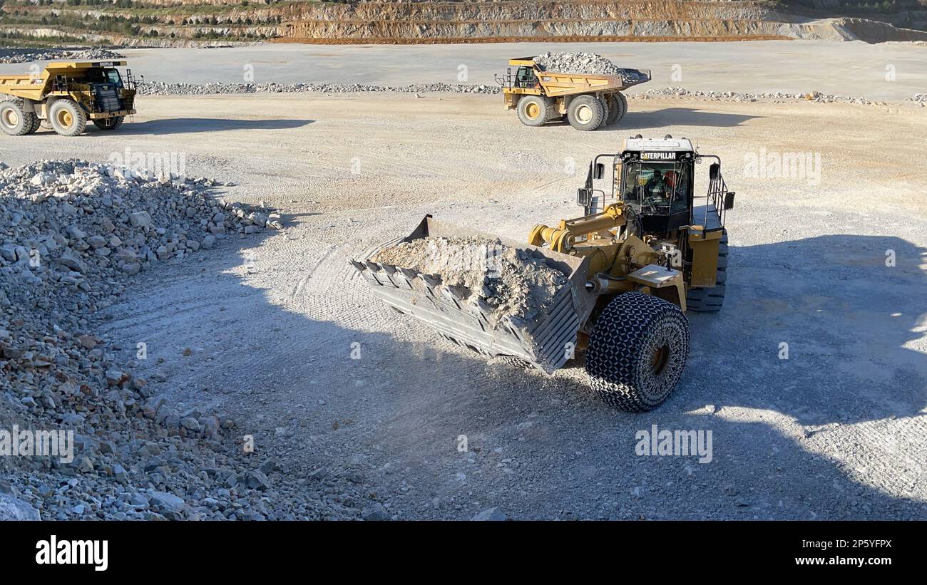 Huge Wheel Loader Loading Limestone The Dumpers, Limestone Quarry ...